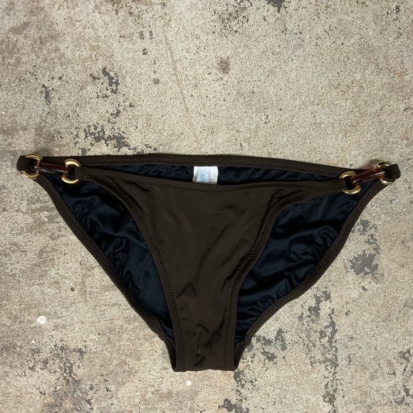 J. Crew | Swim | Y2k Bikini Bottom Gold Horsebit Chocolate Brown Bathing Suit Jcrew M Obo | Poshmark